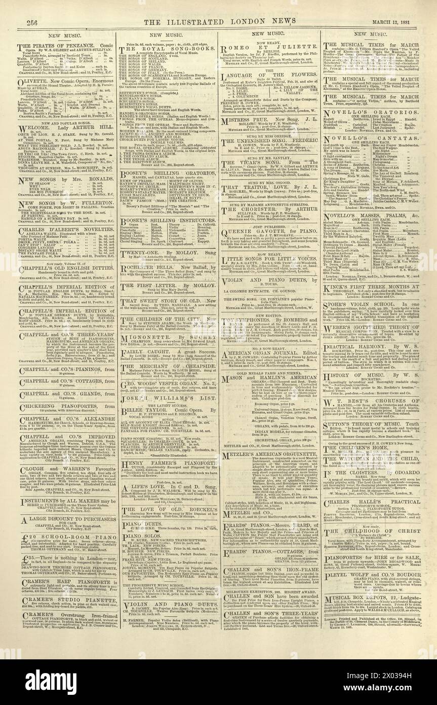 Old Newspaper page, New Music, 1881, Victorian History Stock Photo - Alamy