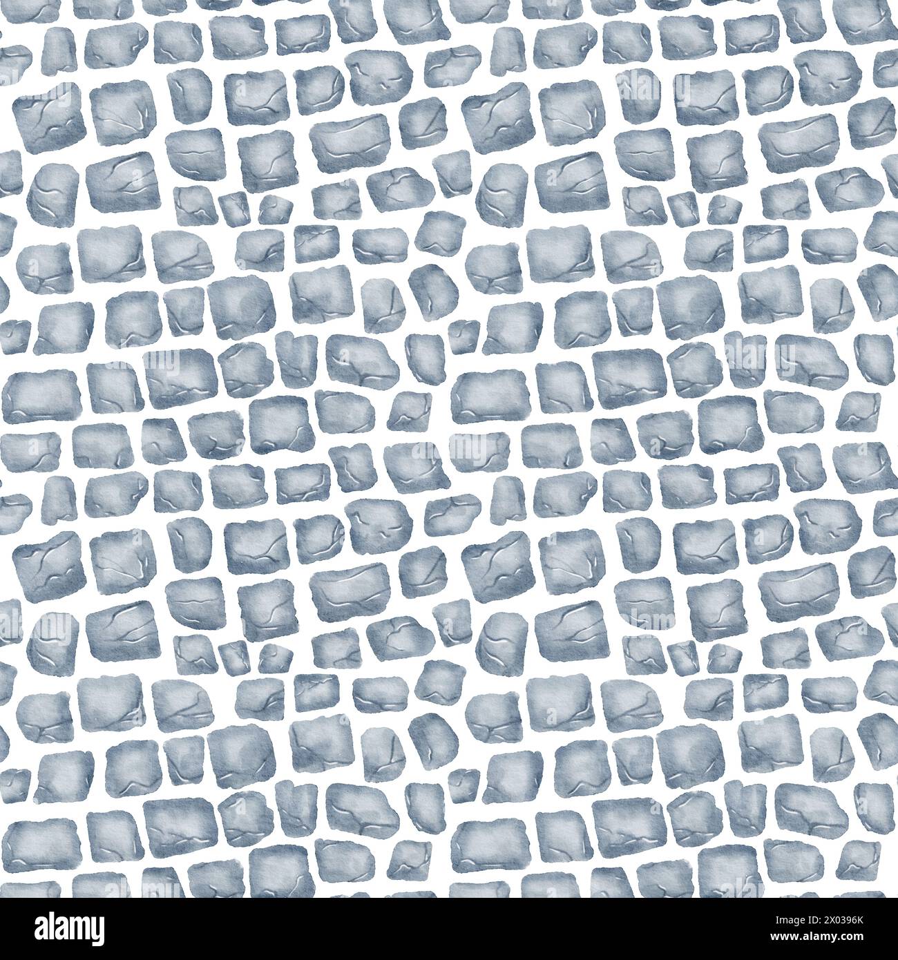 Seamless pattern of street paving stones. Watercolor illustration .Gray ...
