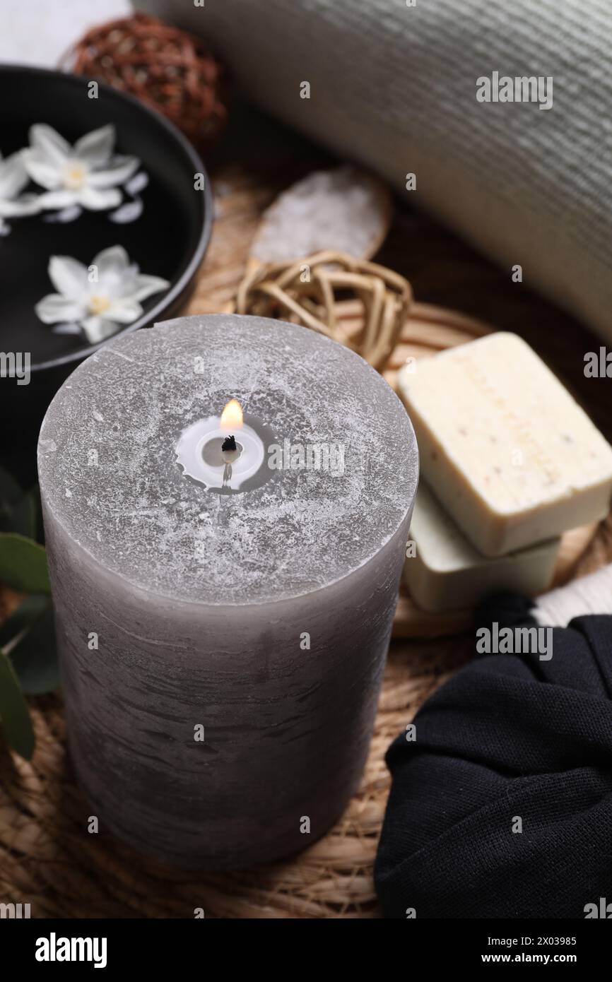 Beautiful composition spa products burning hi-res stock photography and ...