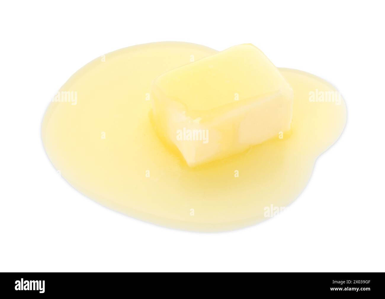 Piece of melting butter isolated on white Stock Photo - Alamy