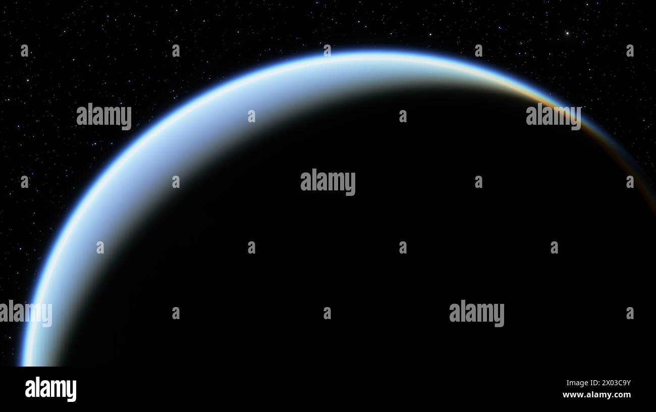 Serene view of planet curved horizon against vastness of space ...