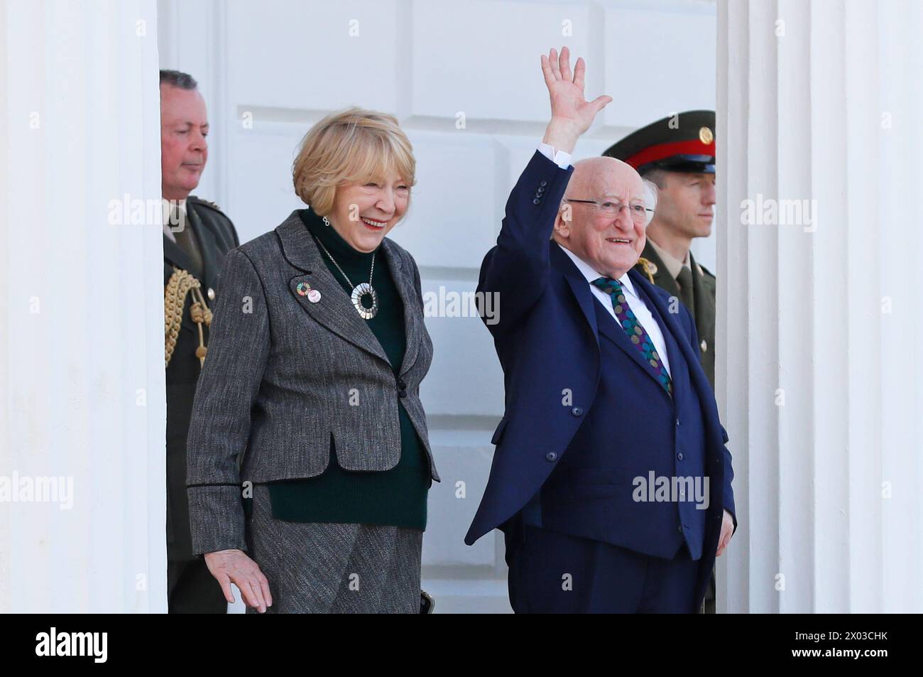 President of Ireland, Michael D Higgins and his wife, Sabina watch New ...