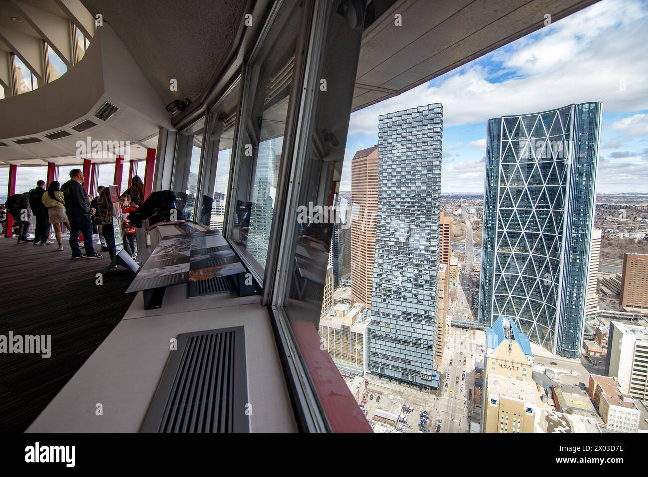 Calgary Alberta Canada, April 03 2024: Tourists overlooking the ...