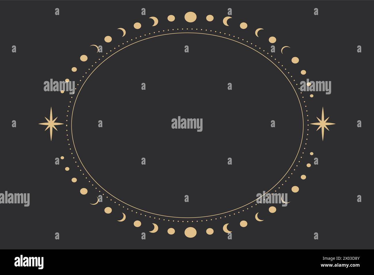 Line golden oval frame, celestial tarot minimal esoteric border, mystyc ...