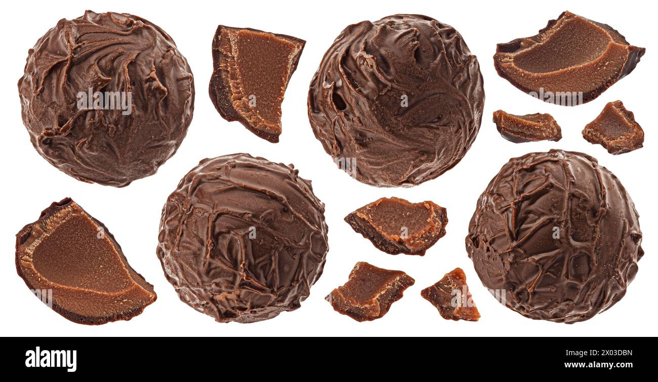 Chocolate balls isolated on white background, full depth of field Stock ...