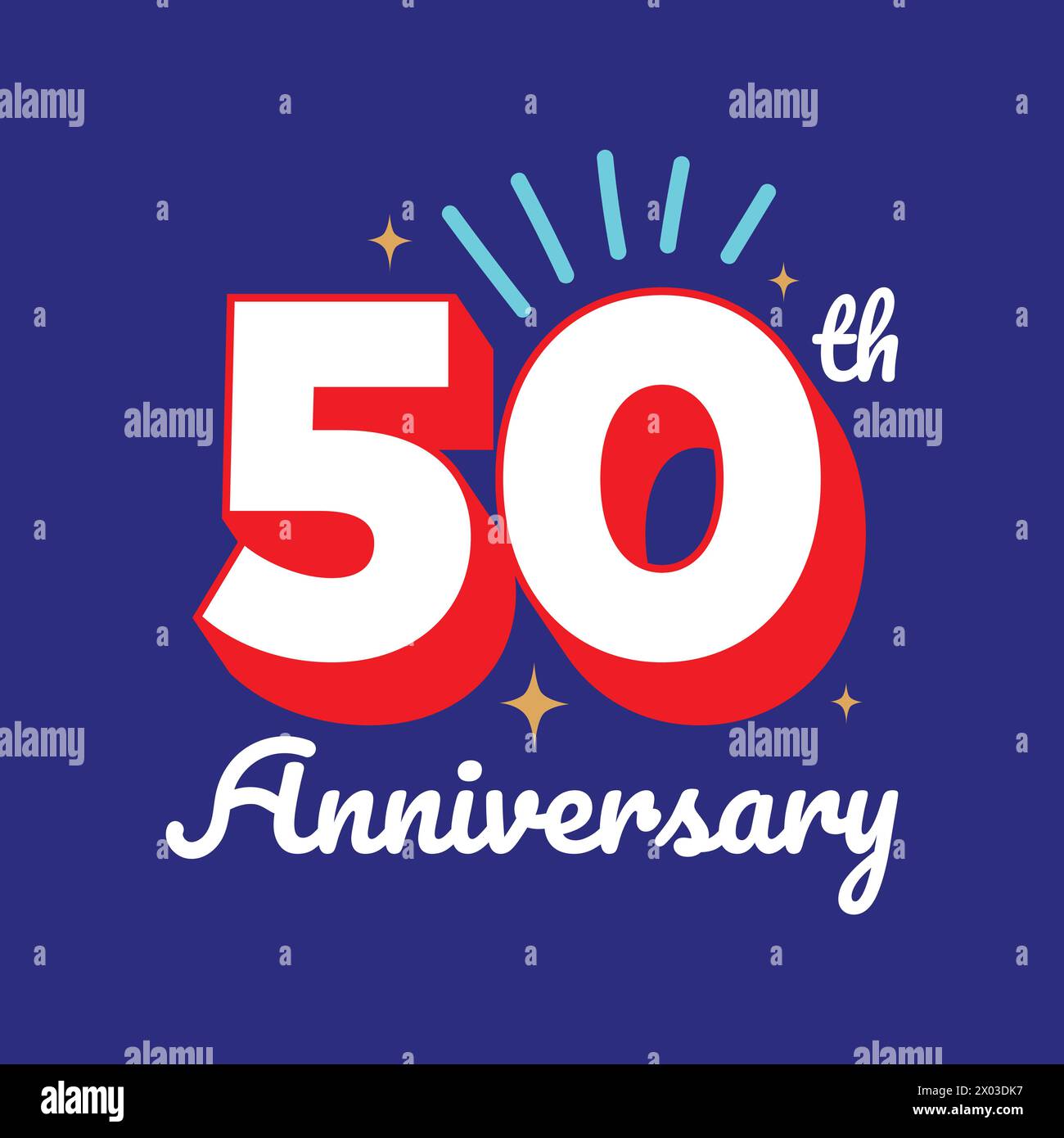3d 50 years anniversary logo design. 50th anniversary badge design with ...