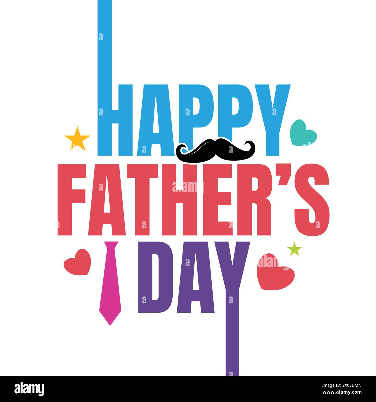 Happy father's day colorful typography vector illustration with ...