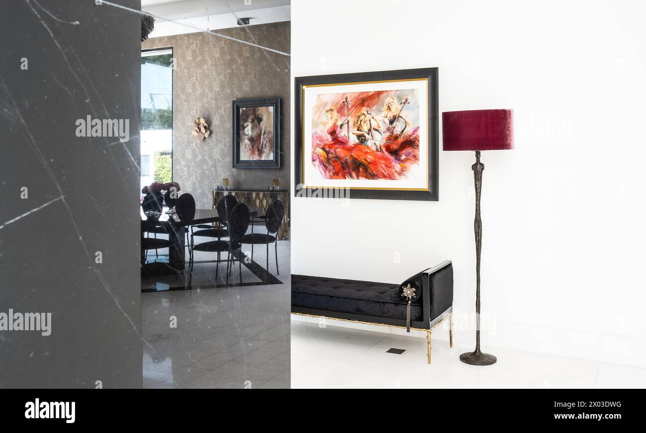 HAMALA, BAHRAIN - MARCH 02, 2019: Interior view of the living space of ...