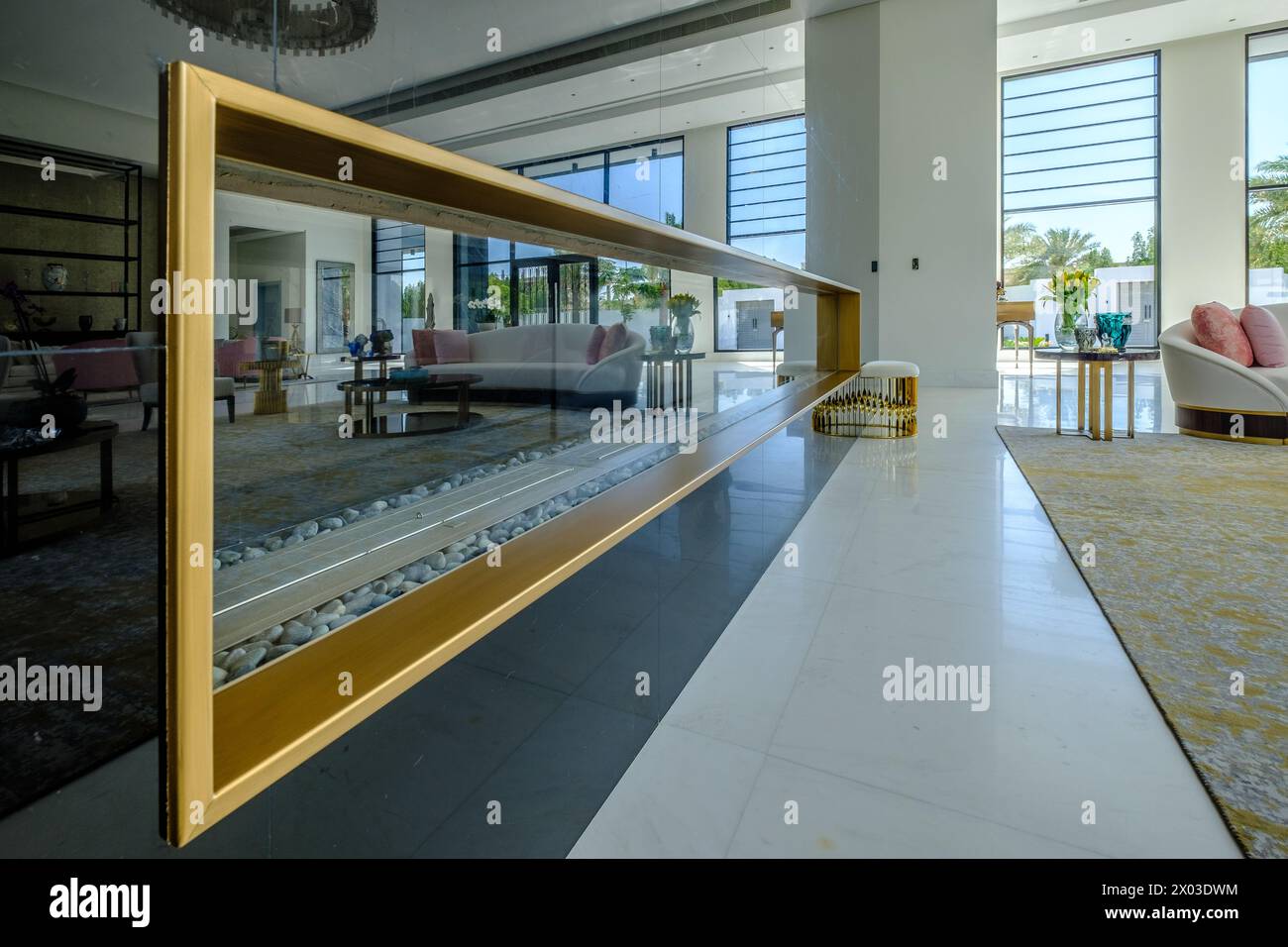 HAMALA, BAHRAIN - MARCH 02, 2019: Detail of the fireplace in an ...