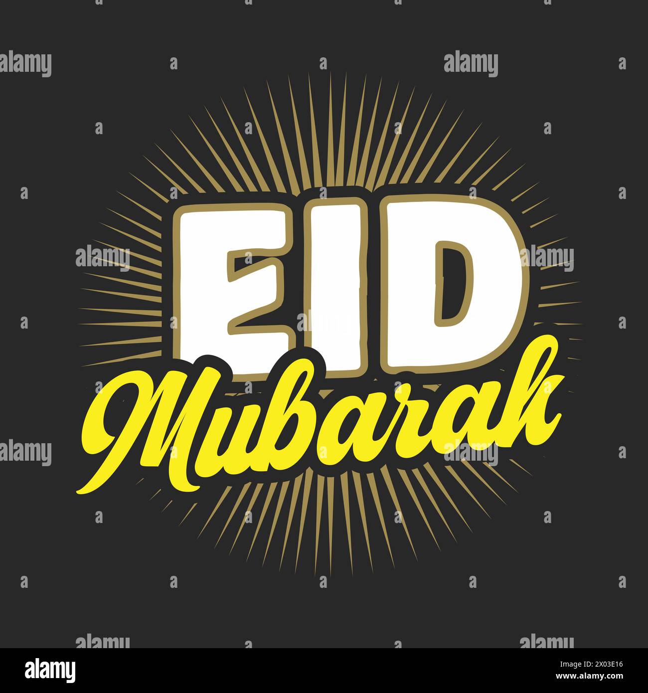 Eid Mubarak lettering greeting card template design on dark background ...