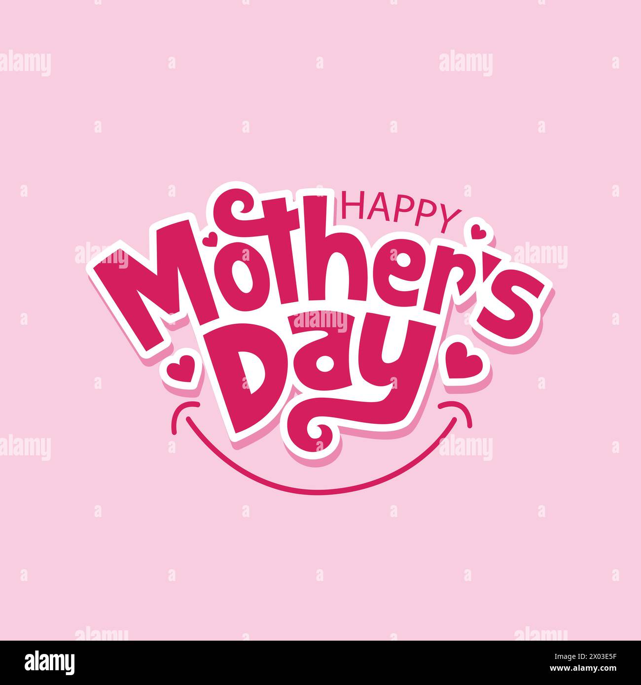 Happy Mother's Day typography design with hearts shapes and smile icon ...