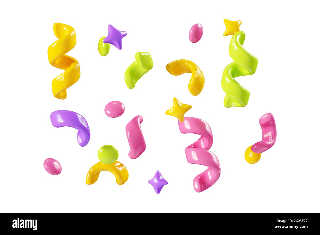 Birthday party popper confetti streamers 3d render illustration Stock ...