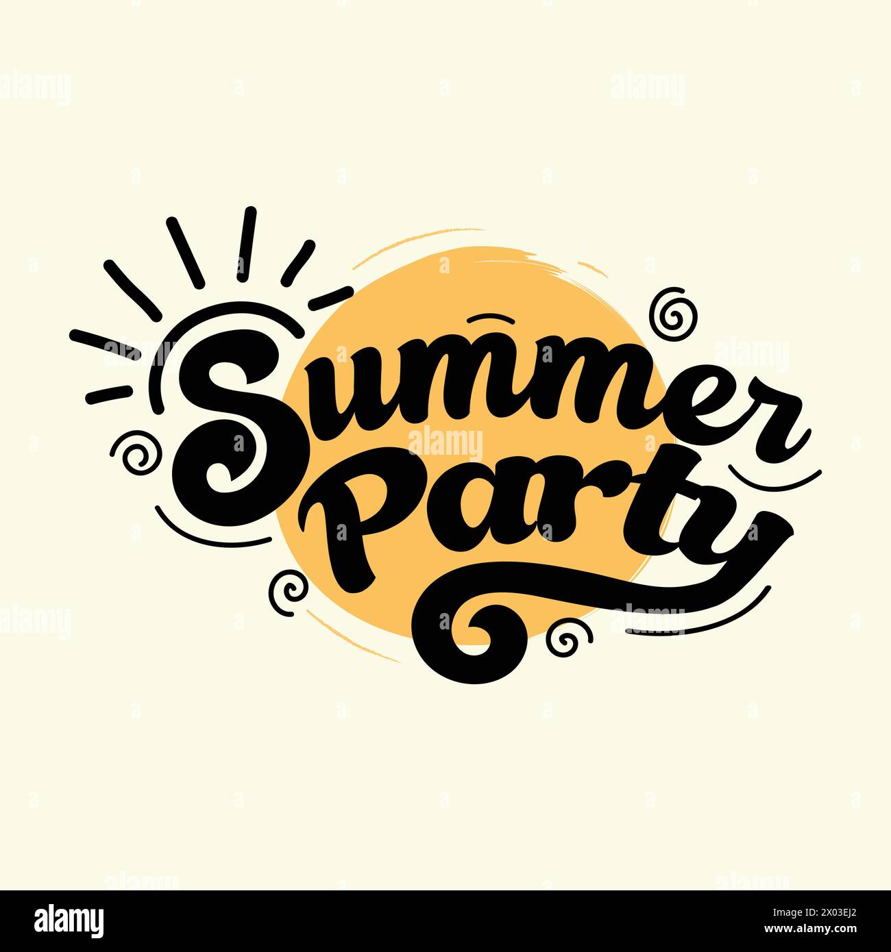 Summer Party Handwritten lettering design. Summer Retro style hand ...