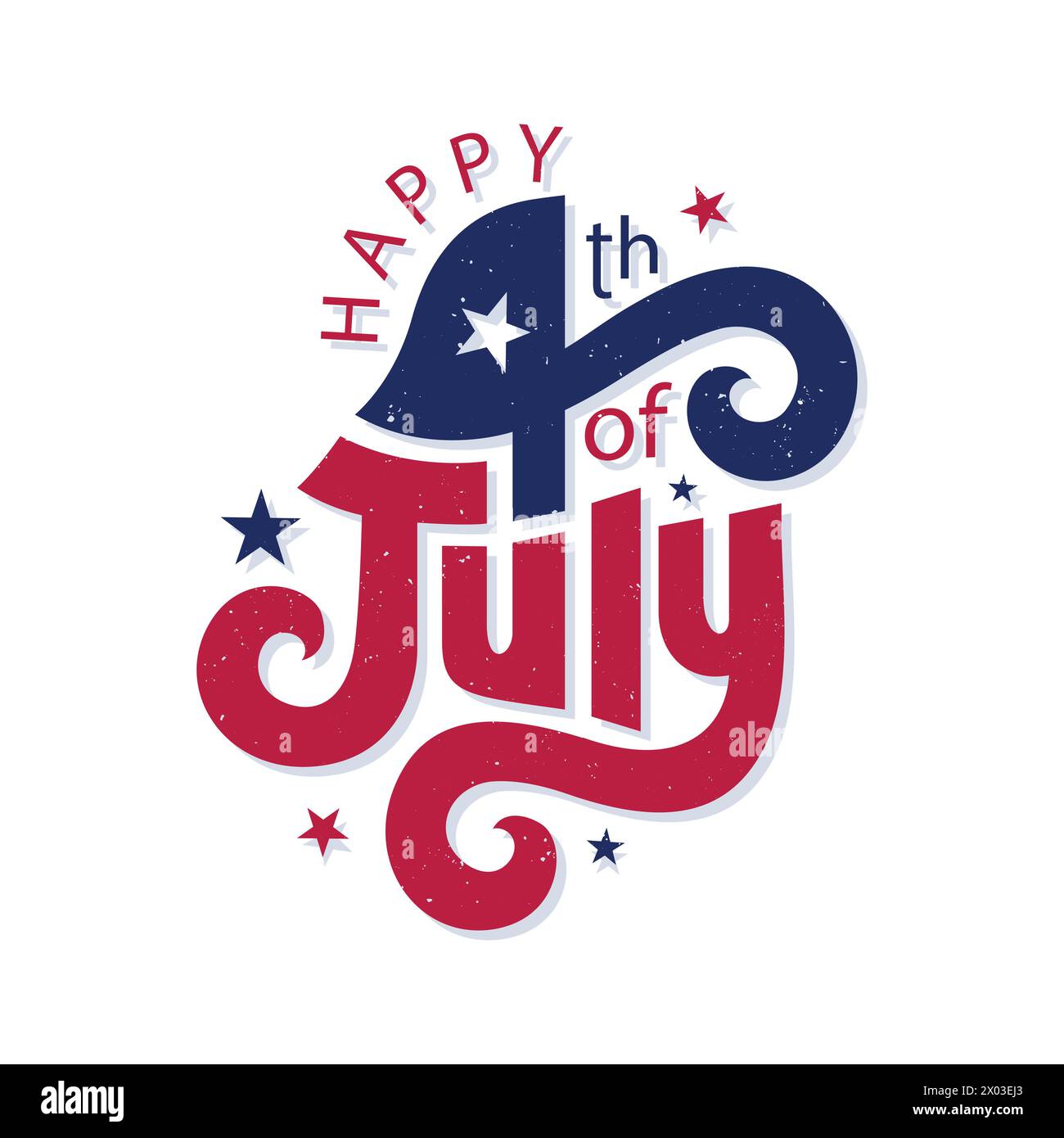 4th of July typography sticker. Happy 4th of July custom hand lettering ...