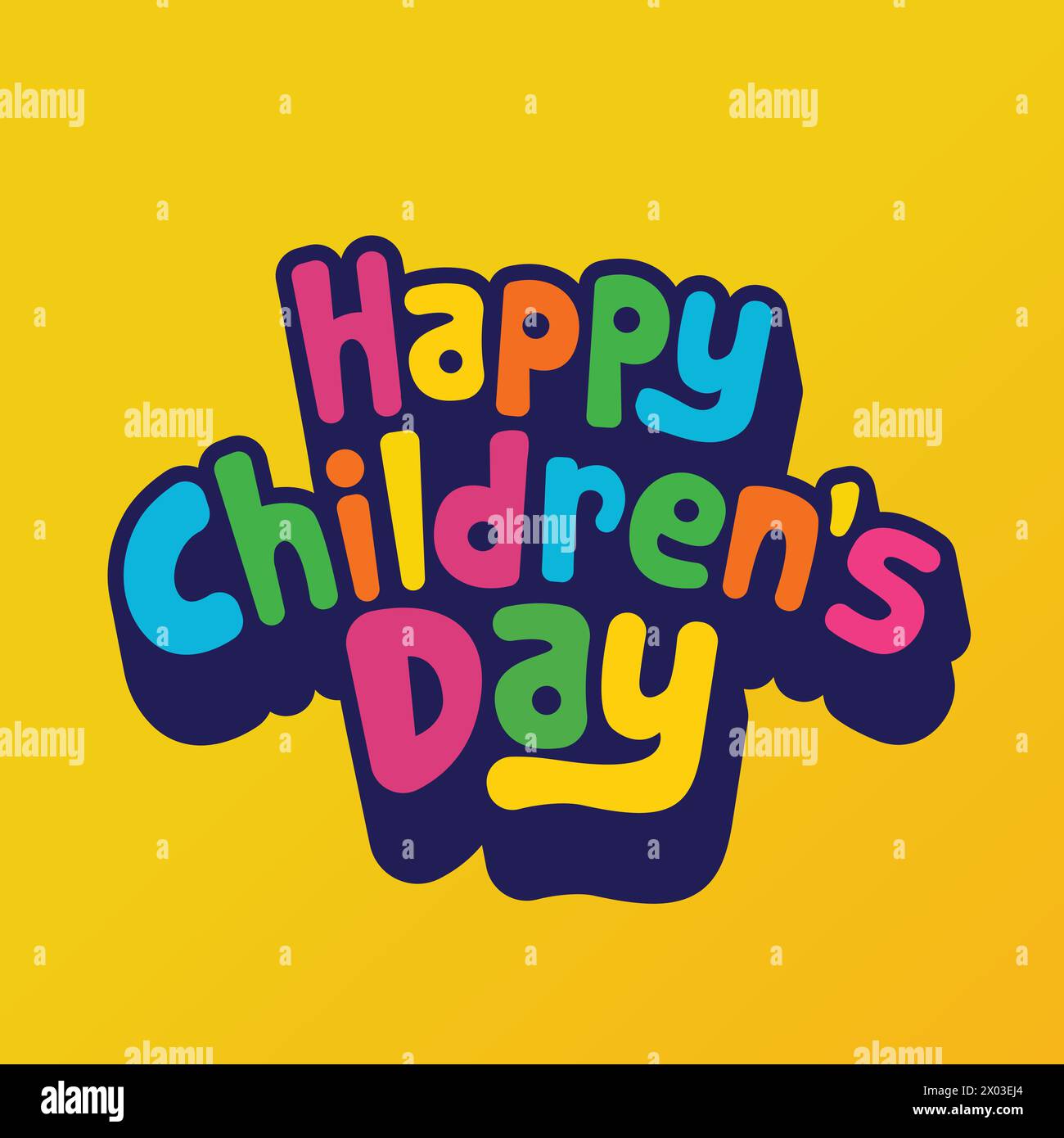Happy children's Day colorful typography vector illustration. Cartoon ...