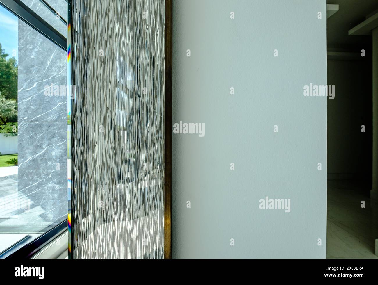 HAMALA, BAHRAIN - MARCH 02, 2019: Detail of a glass mirror frame in an ...