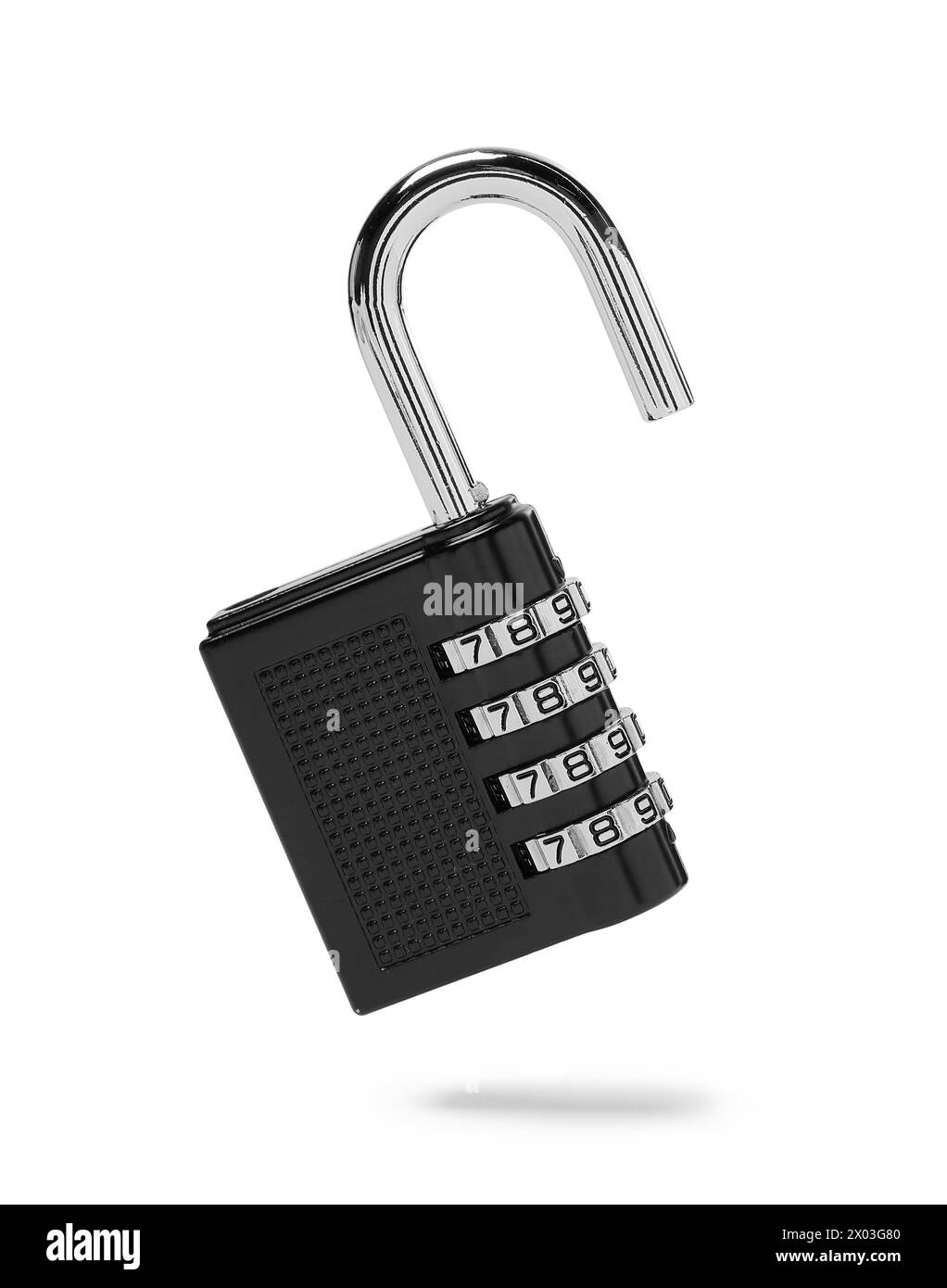 Unlocked steel combination padlock isolated on white Stock Photo - Alamy