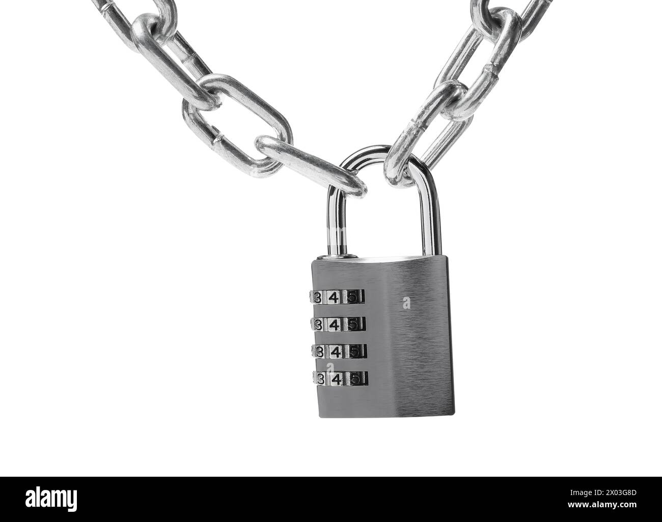 Steel combination padlock and chain isolated on white Stock Photo - Alamy