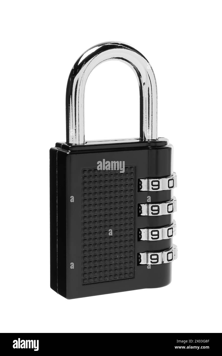 Locked steel combination padlock isolated on white Stock Photo - Alamy