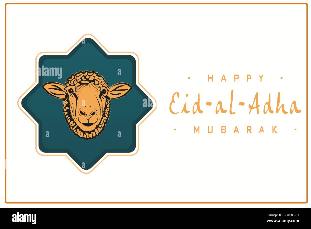 Eid al-Adha card with a stately ram illustration on a star-shaped ...