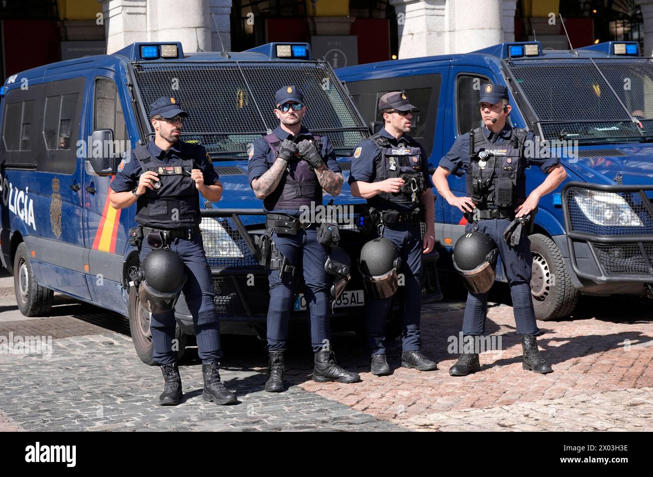 Police officers ahead of the UEFA Champions League quarter-final, first ...