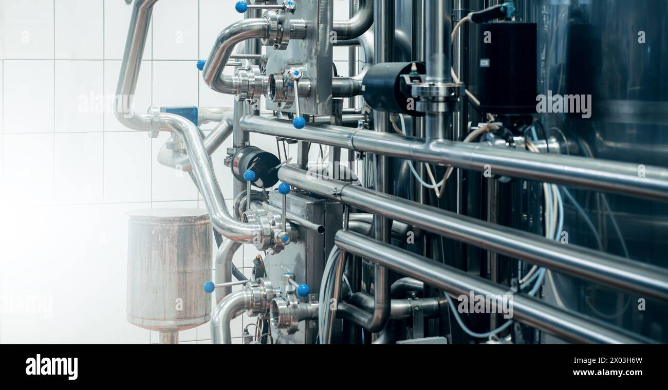 Stainless steel pipes and tanks, high-tech industrial fluid processing ...