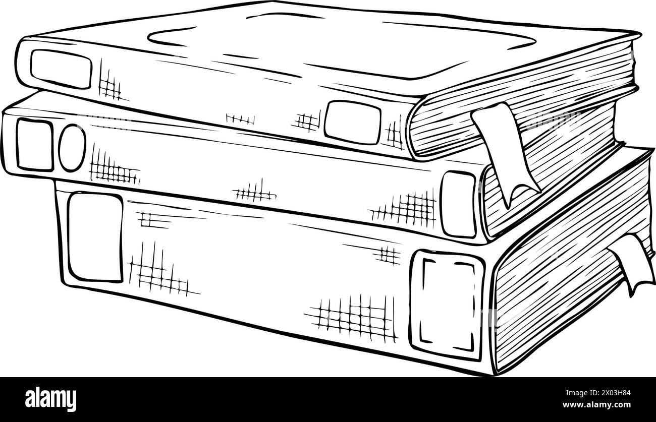 Book stack etching Stock Vector Images - Alamy