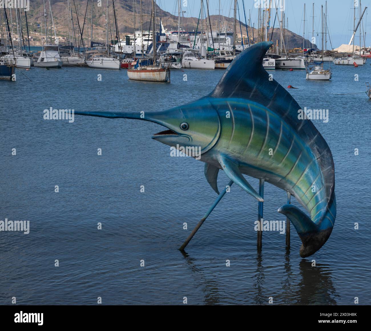 Marlin figure, the harbour, Mindelo, Săo Vicente, Cape Verde (Republic ...