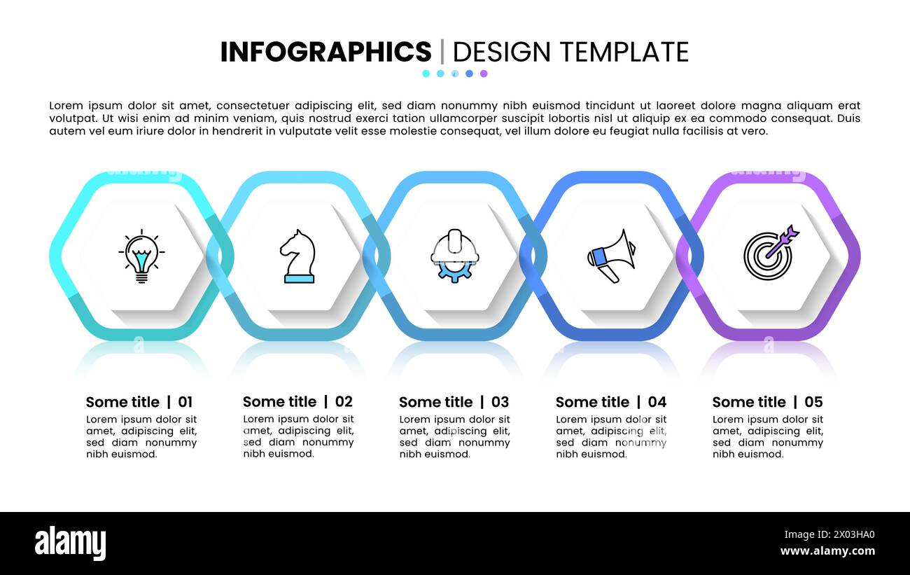 Infographic template with icons and 5 options or steps. Hexagons. Can ...