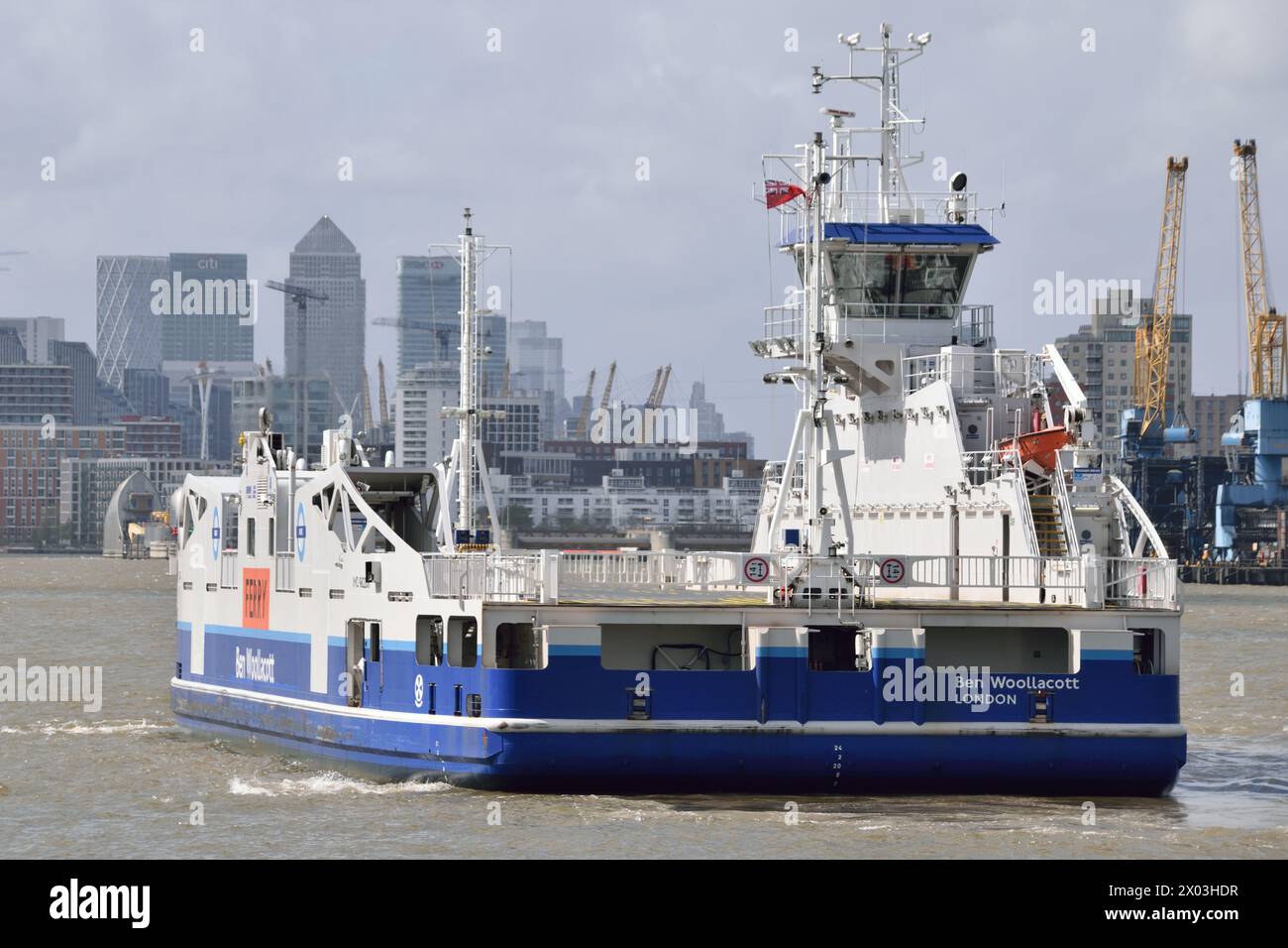 Woolwich Ferry BEN WOOLLACOTT crew training on the River Thames with ...