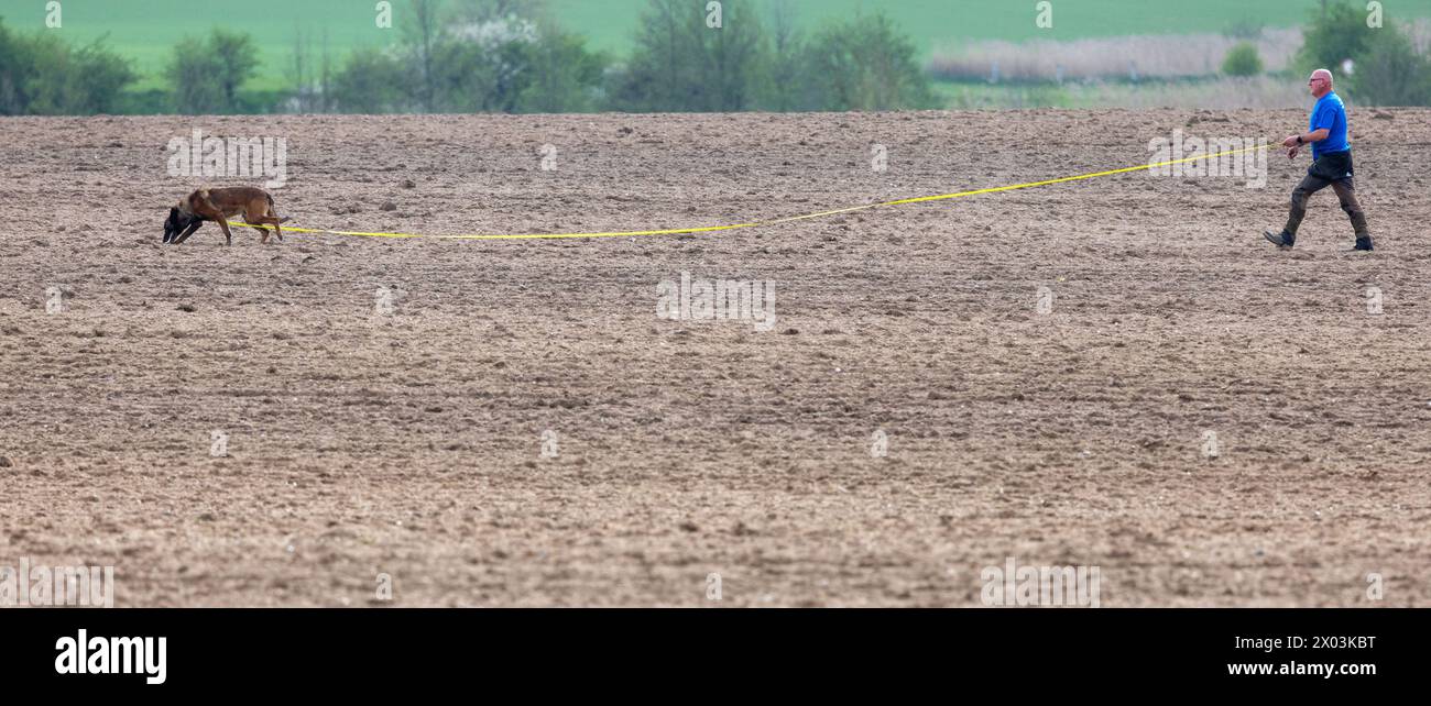 Linstow, Germany. 09th Apr, 2024. Torsten Wenzel and his Belgian ...