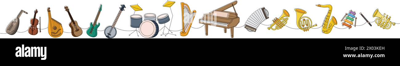 Set of musical instruments. Lute, violin, bandura, acoustic guitar ...