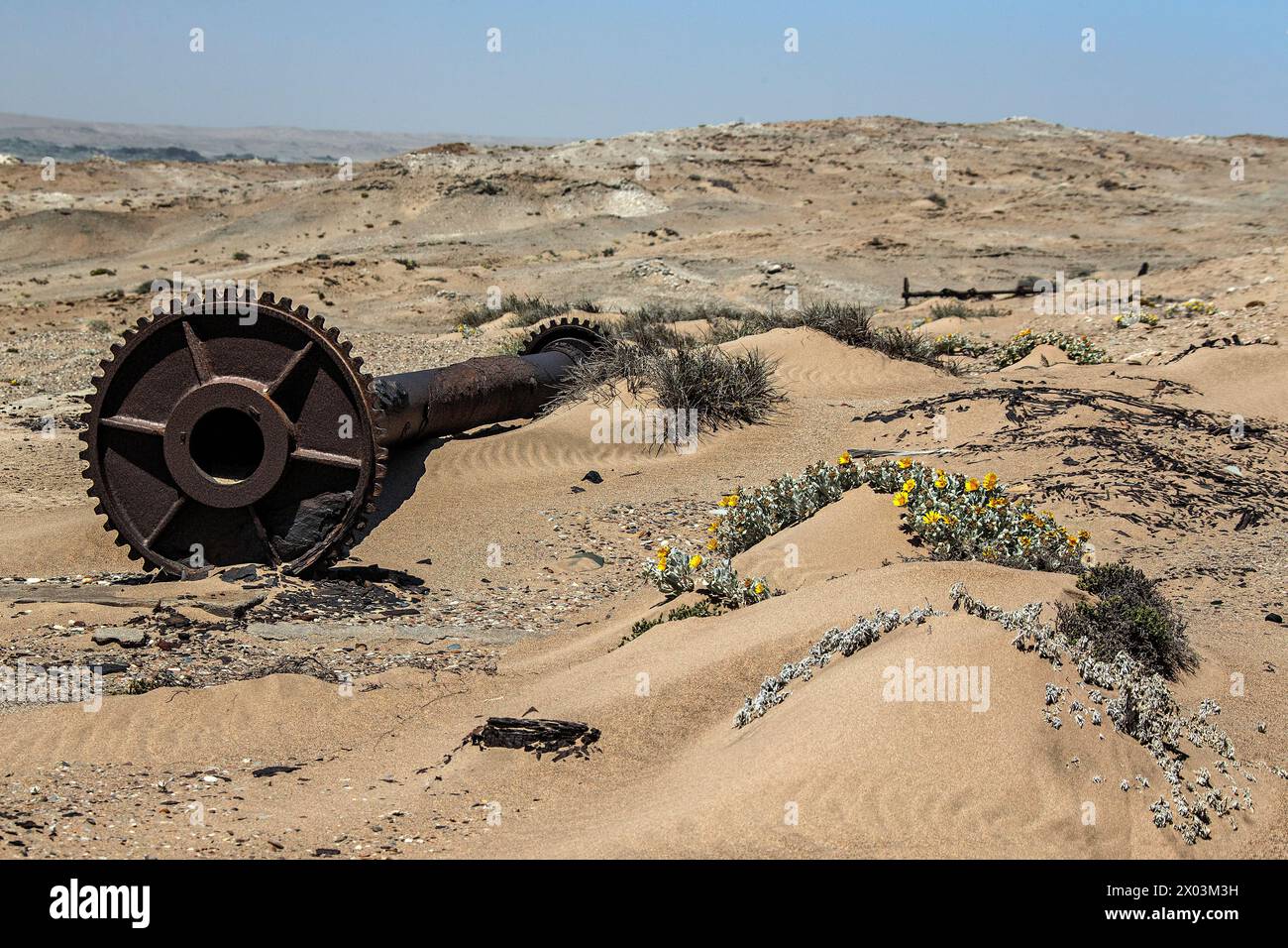 The rusted remains of diamond extraction machinery at Bogenfels ...