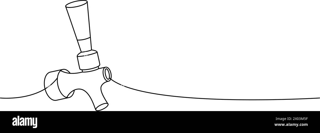 Beer tap one line continuous drawing. Beer pub products continuous one ...