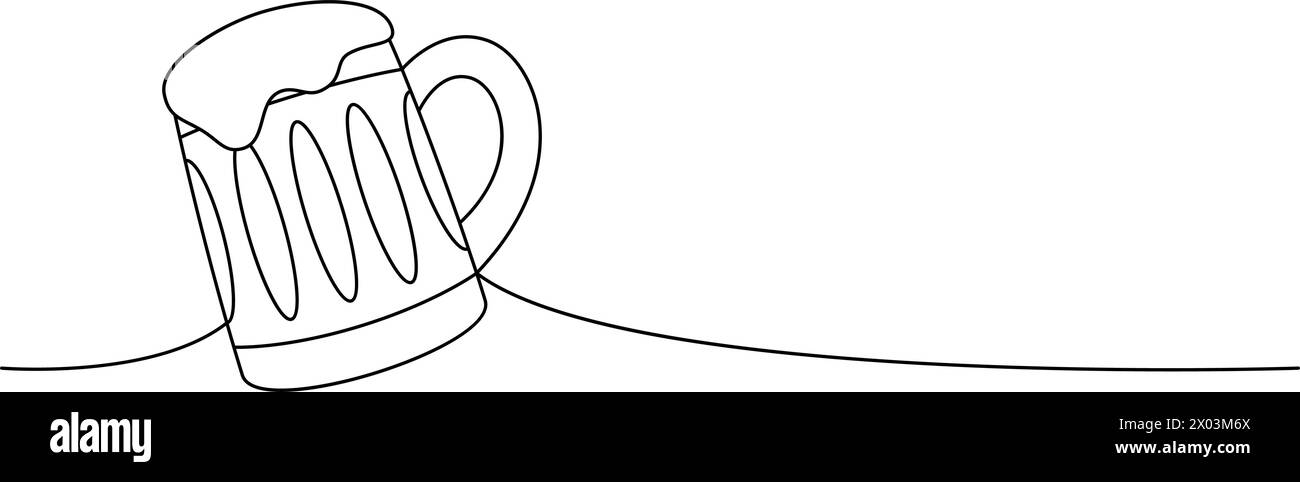 Beer mug one line continuous drawing. Beer pub products continuous one ...