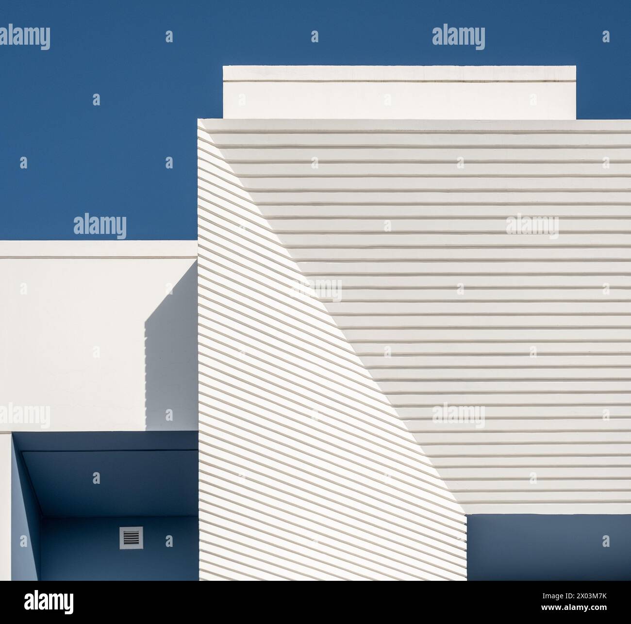 Detail of a white and blue modern villa in a Middle Eastern, high-end ...