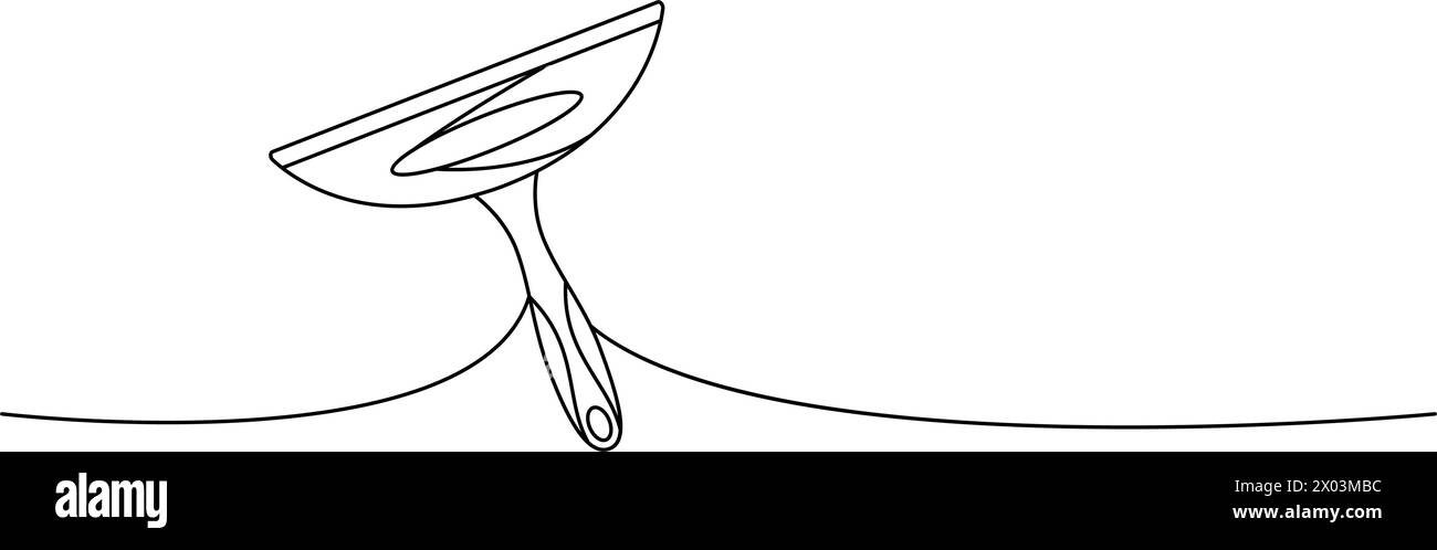 Squeegee cleaning glass one line continuous drawing. Cleaning service ...