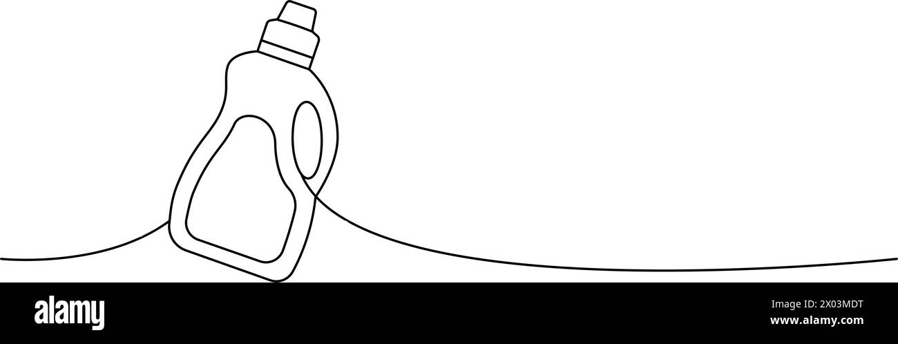 Disinfectant toilet cleaner one line continuous drawing. Cleaning ...