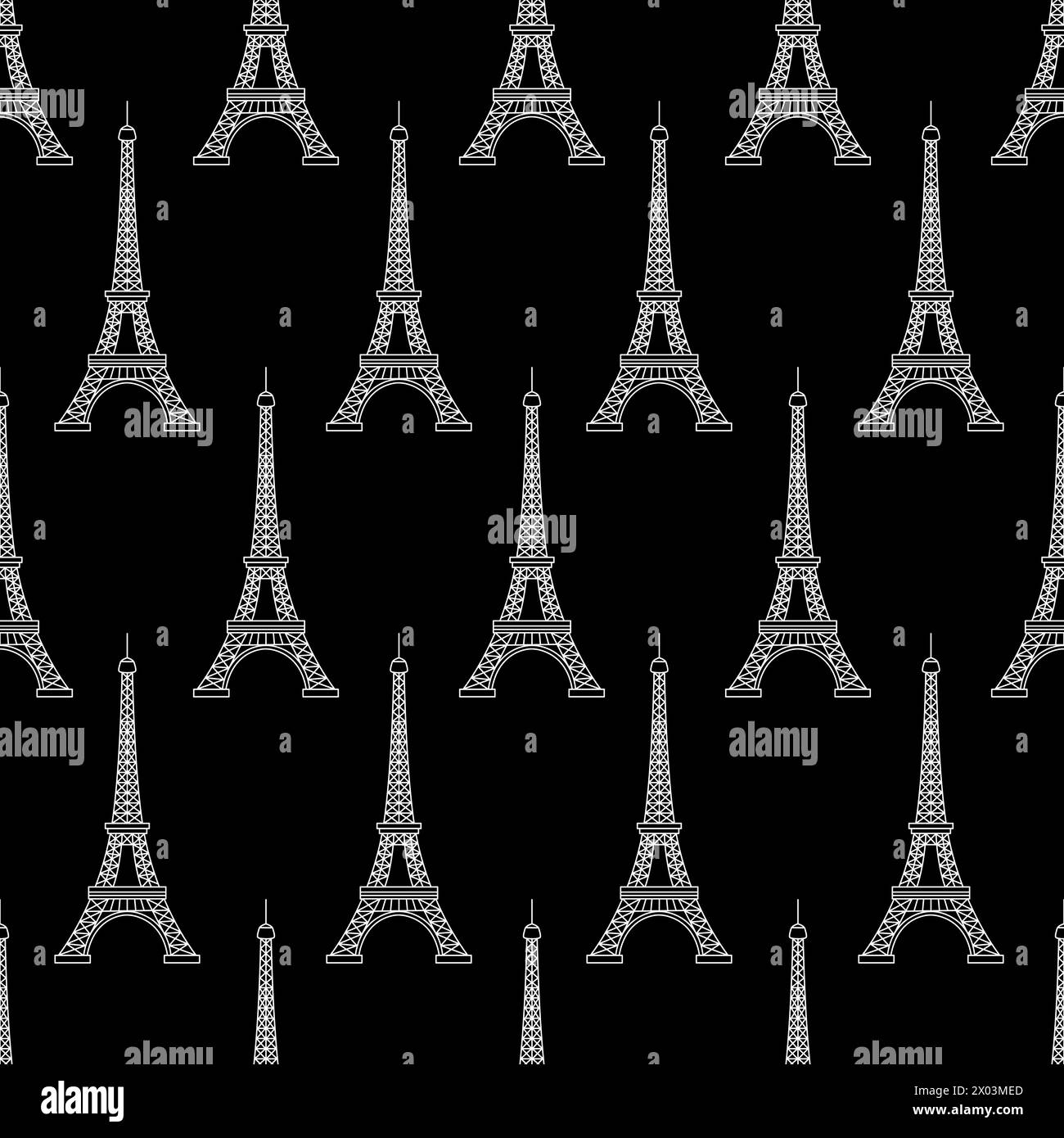 Eiffel Tower pattern black and white. France national lankmark. Vector ...
