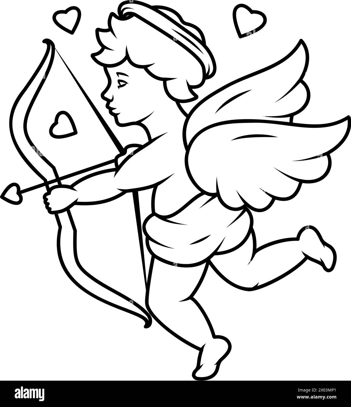 Cupids shooting arrows. Angel with a wings. Valentine's day. Vector ...