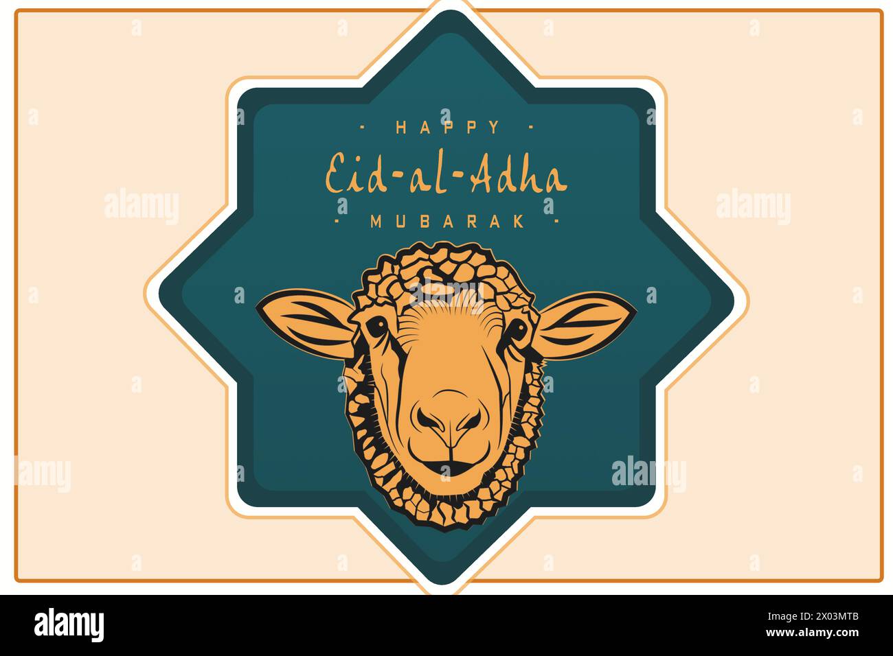 Elegant Eid al-Adha greeting card with a detailed ram Vector ...
