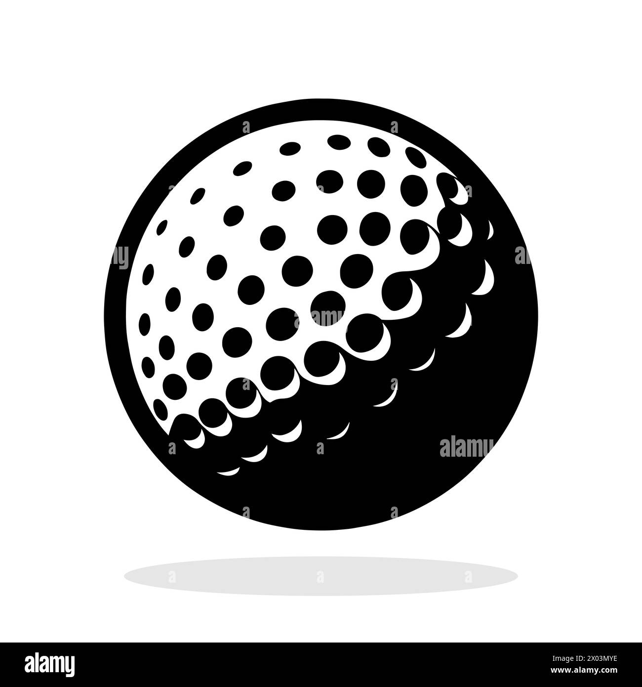 Golf ball icon. Black and white golf ball icon isolated on white ...