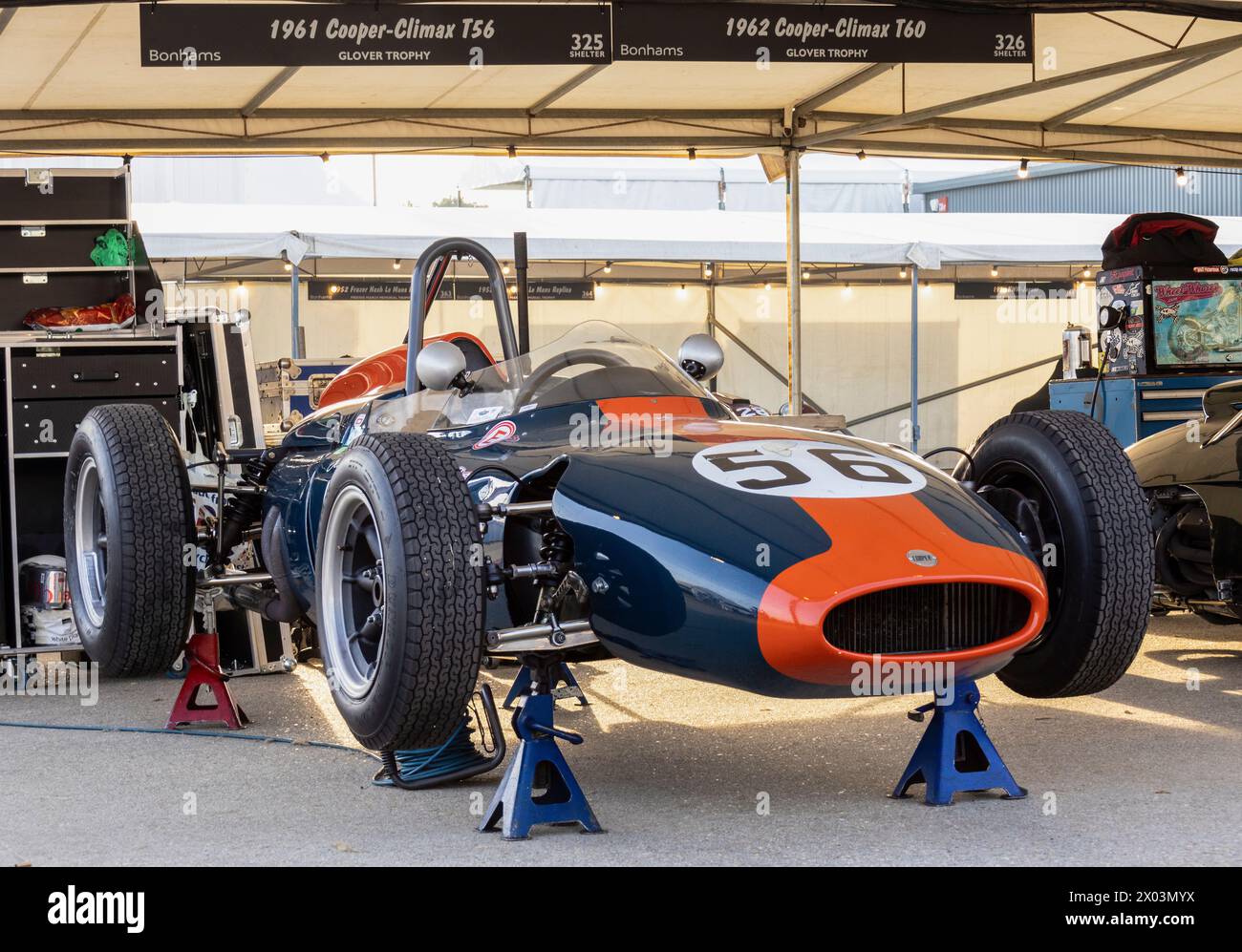 John Clark's 1961 Cooper-Climax T56 in the paddock garage during the ...