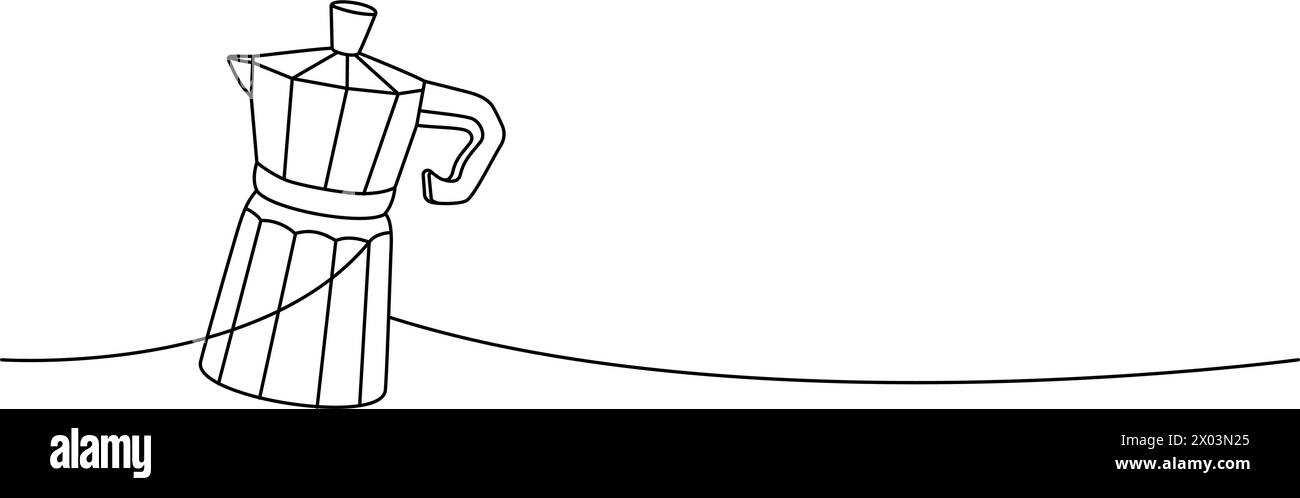 Coffee maker for stovetop one line continuous drawing. Hand drawn ...