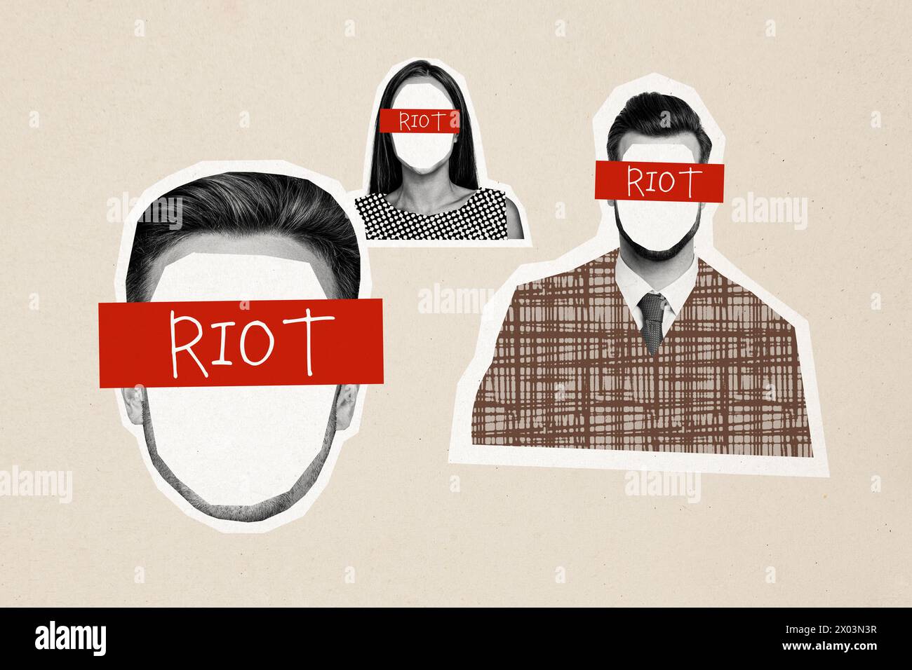 Composite photo collage of crowd people girl guy empty face hate abuse ...