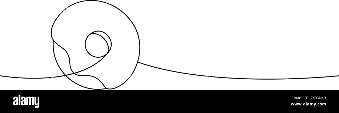 Donut one line continuous drawing. Bakery sweet pastry food. Vector ...
