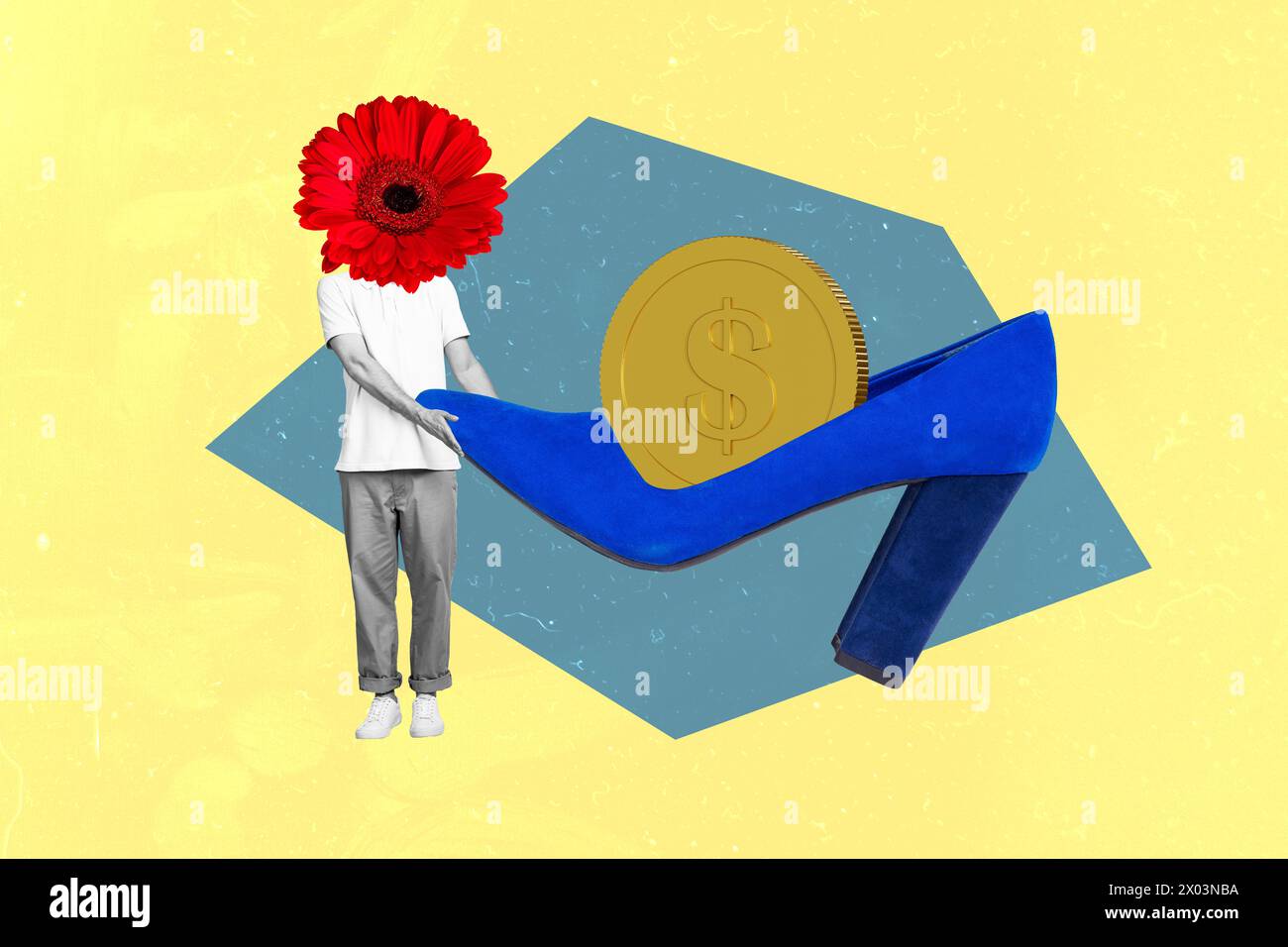 Composite trend sketch photo collage of black white silhouette headless ...