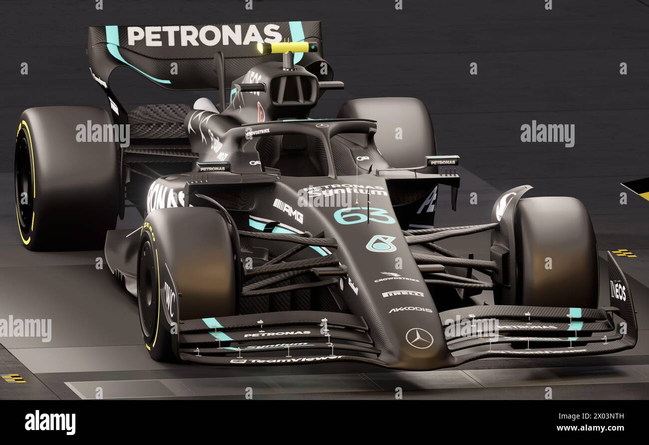 F1 2023 Mercedes W14 in photo studio Stock Photo - Alamy