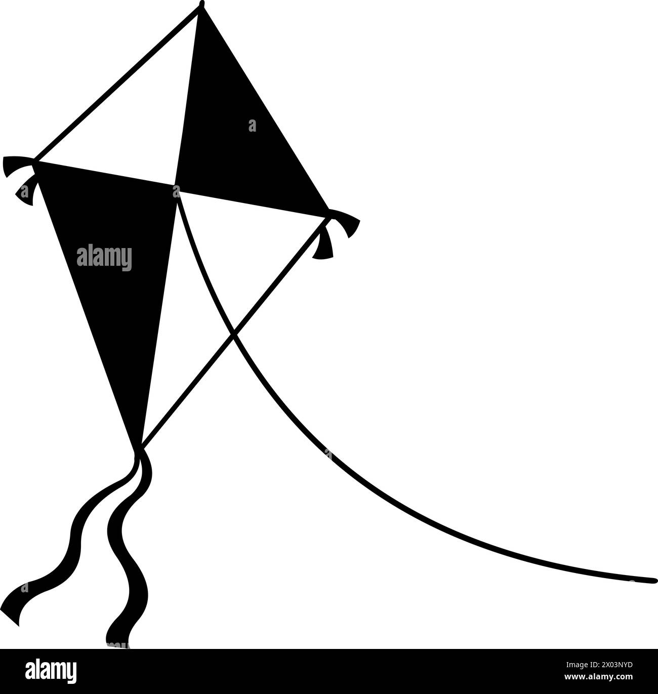 vector black and white icon kite cartoon illustration Stock Vector ...