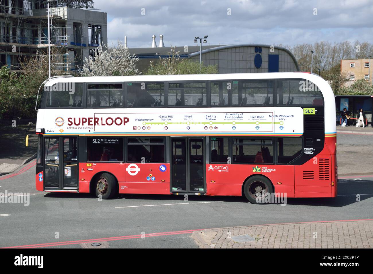 A Transport for London (TfL) Superloop 2 (SL2) double-decker bus ...